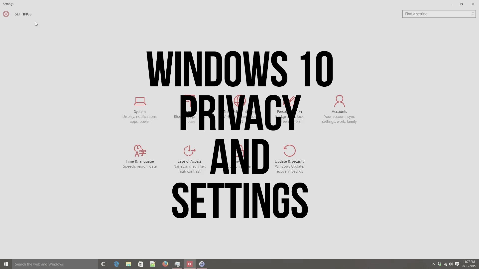 Windows 10: Privacy and Important Settings